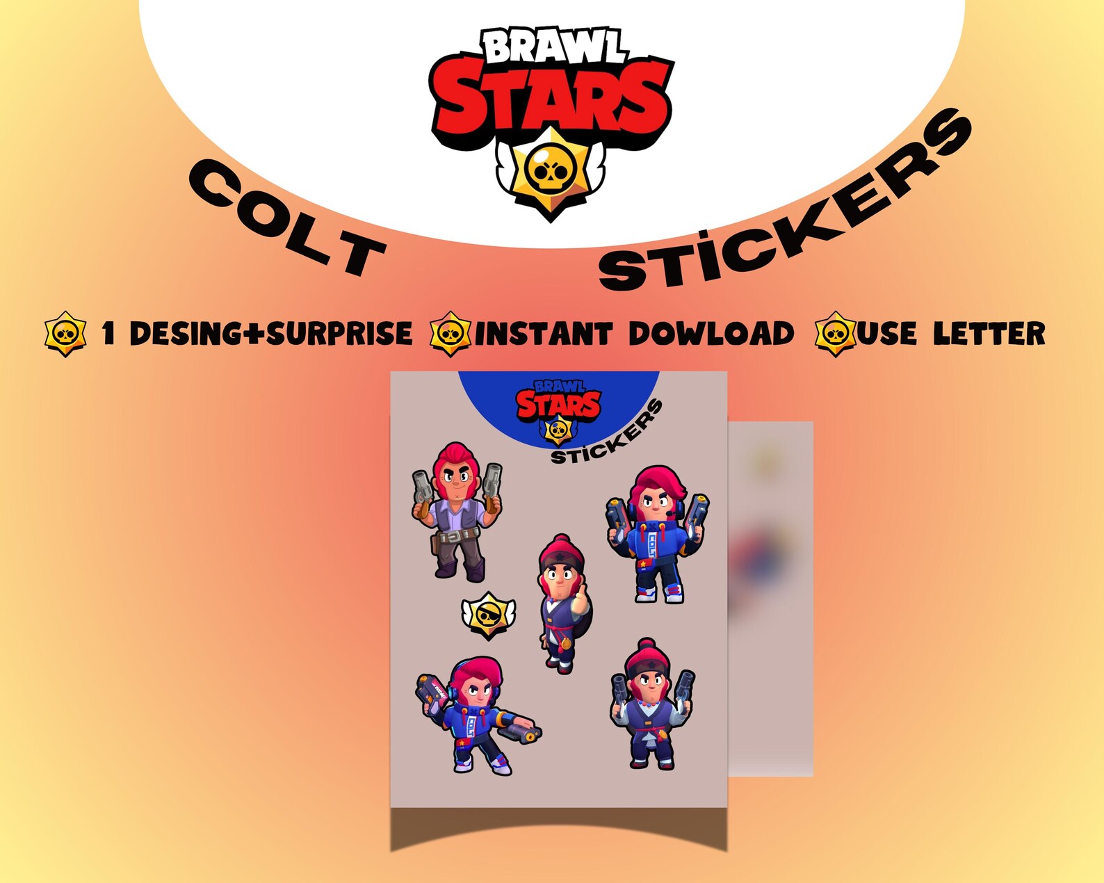 Colt Brawl Stars Sticker Pack Printable & Downloadable 2-page Set - Etsy
