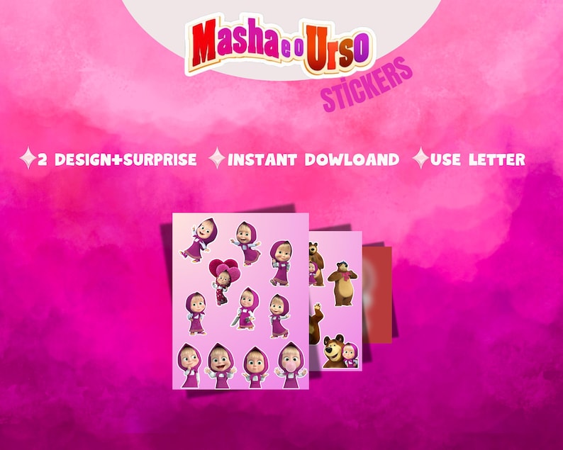 Masha and the Bear Sticker Pack 181 Surprise Giant Sticker Fun and ...
