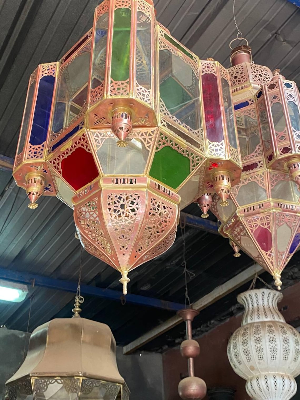Lovely Moroccan Brass Ceiling Light, Moroccan Lanterns, Pendant Light ...