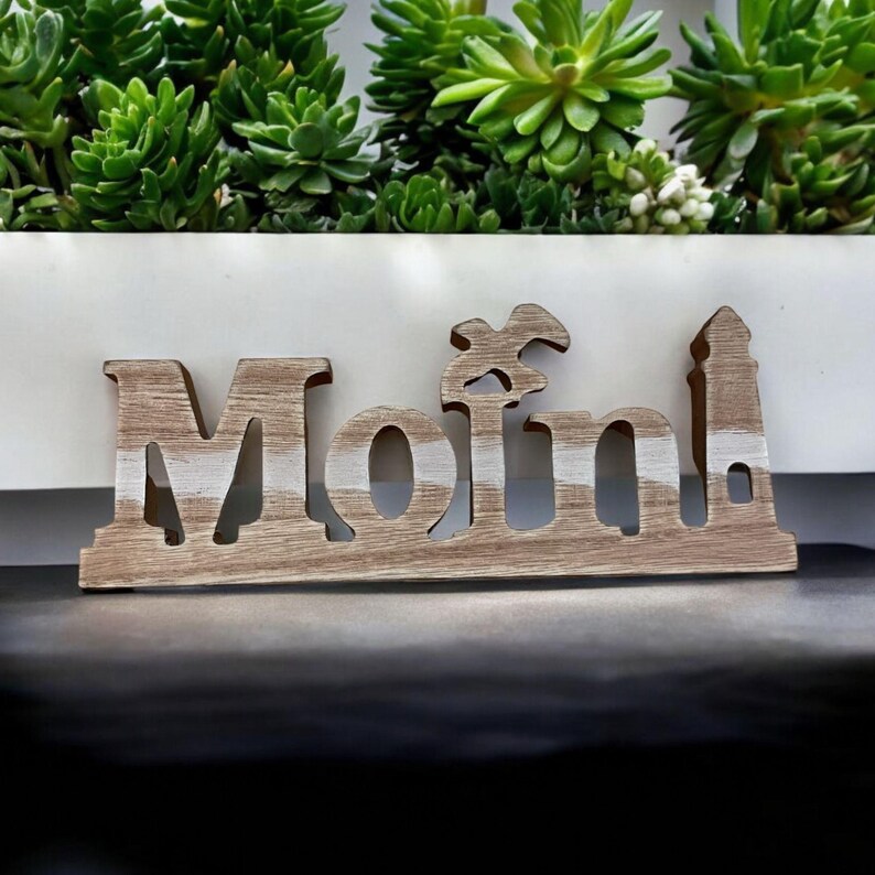 Handmade Wooden Sign 'moin' – North German Charm for Your Home - Etsy