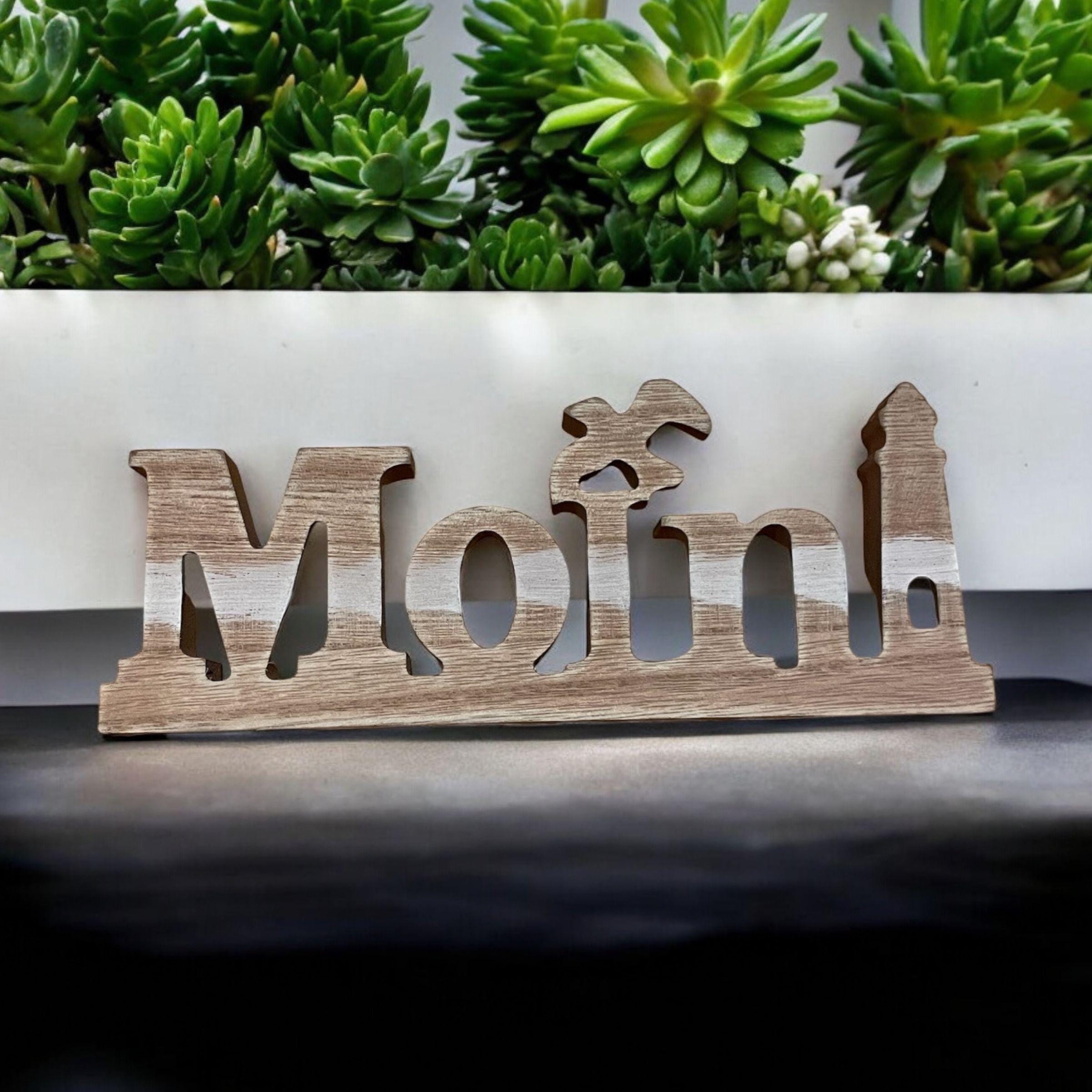Handmade Wooden Sign 'moin' – North German Charm for Your Home - Etsy