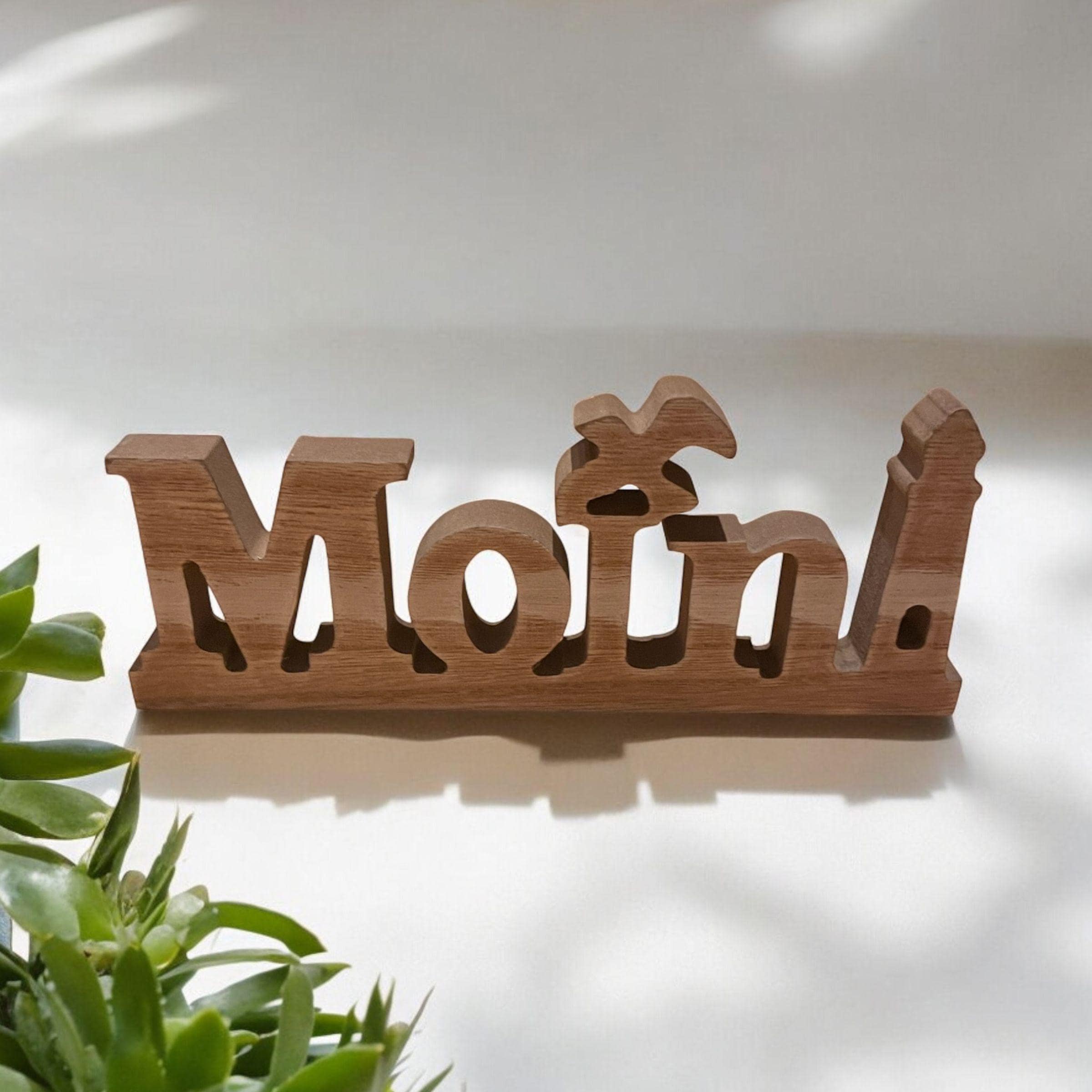 Handmade Wooden Sign 'moin' – North German Charm for Your Home - Etsy