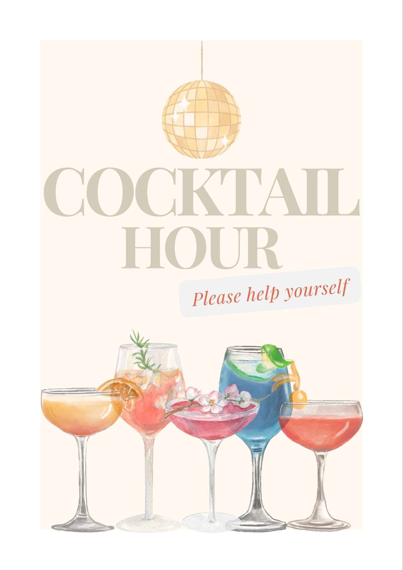 Cocktail Hour Party Poster/ Sign - Etsy
