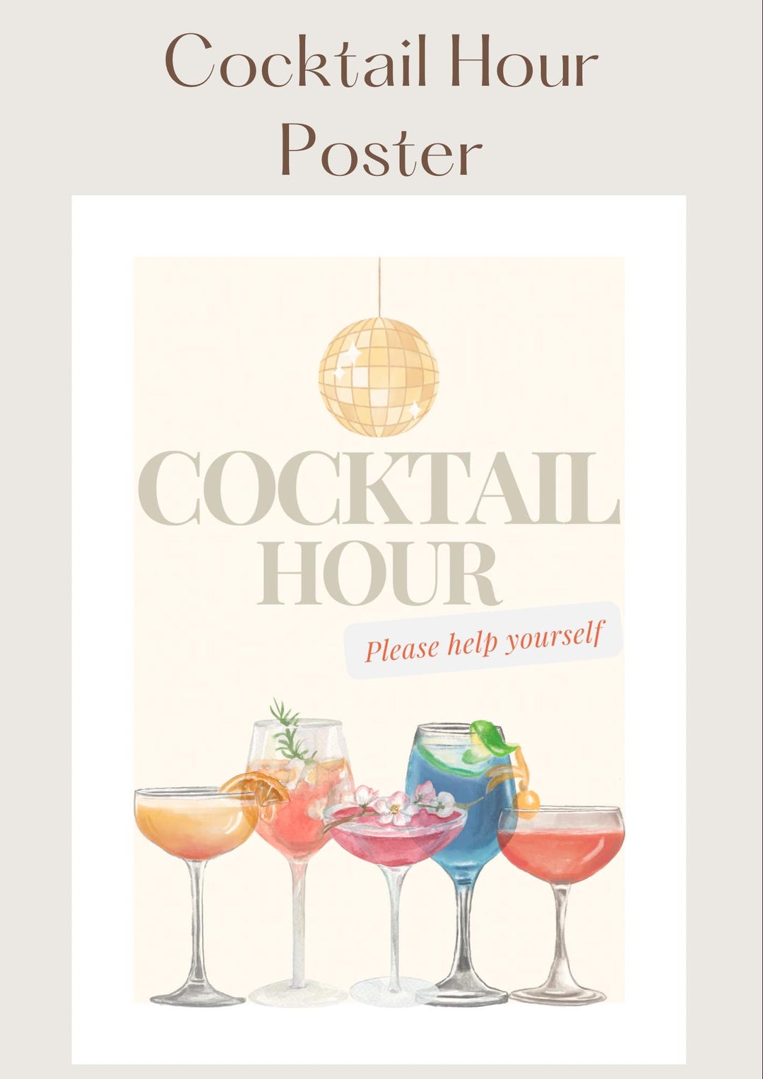Cocktail Hour Party Poster/ Sign - Etsy