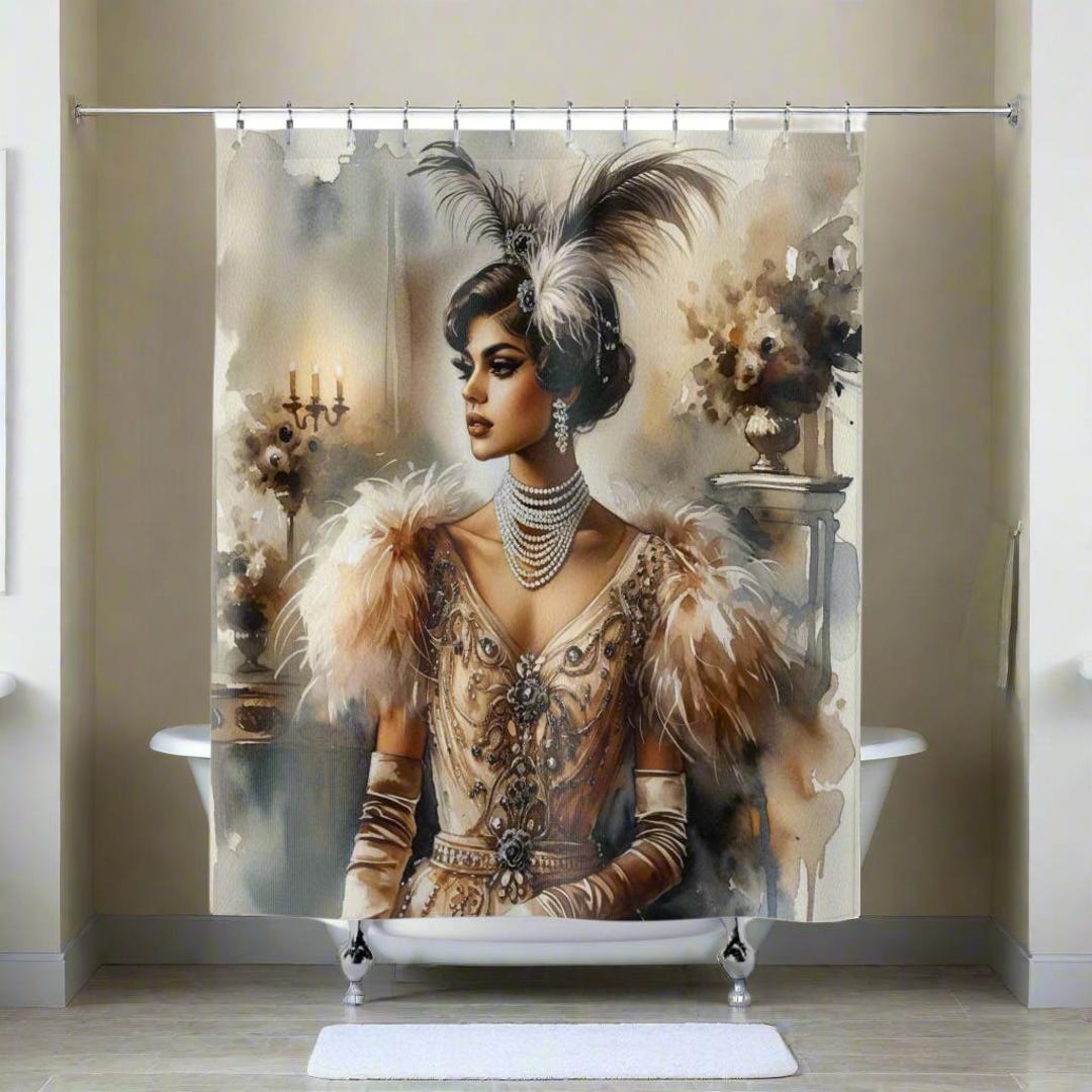 1920s Art Deco Glam Shower Curtain | Elegant Flapper Bathroom Decor ...