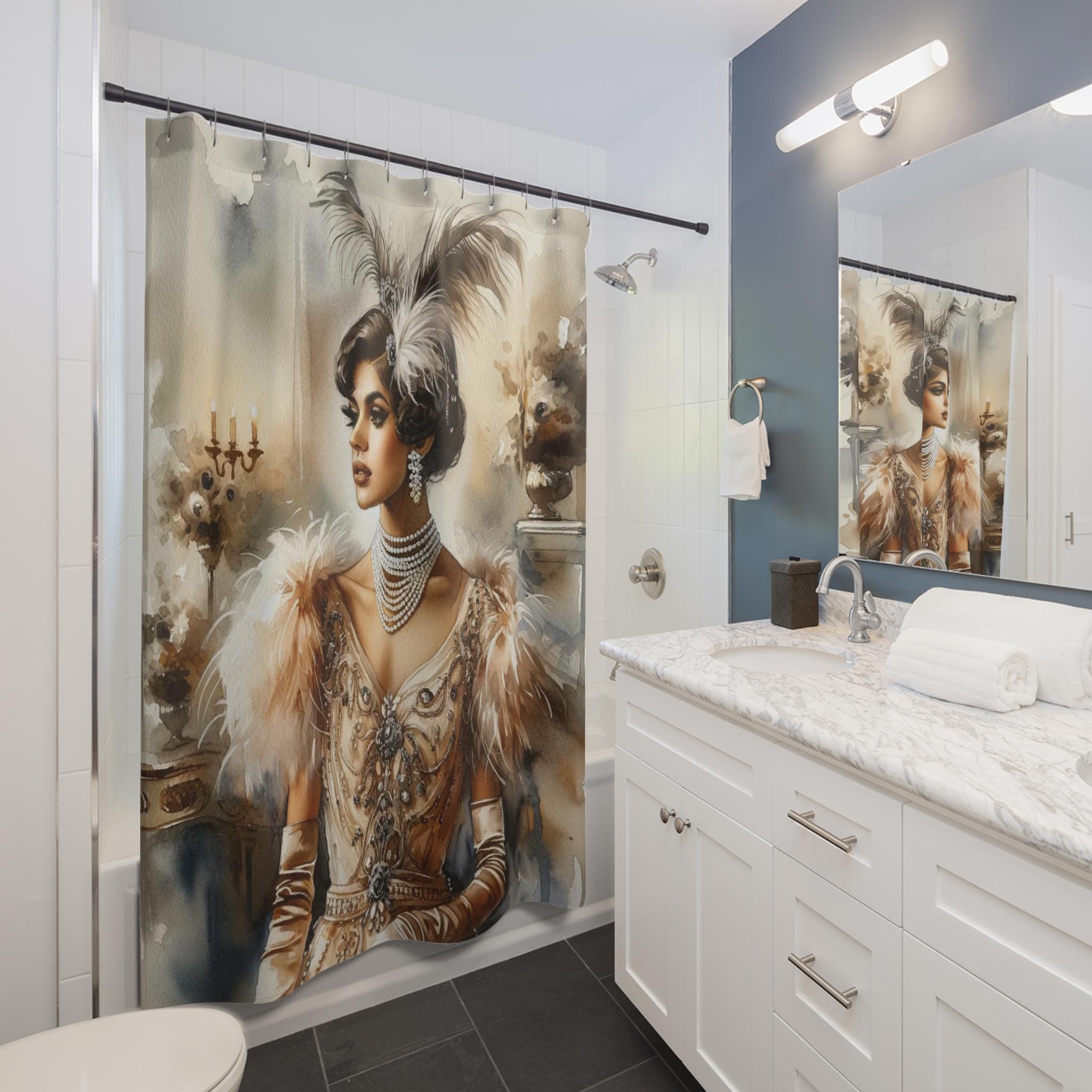 1920s Art Deco Glam Shower Curtain | Elegant Flapper Bathroom Decor ...