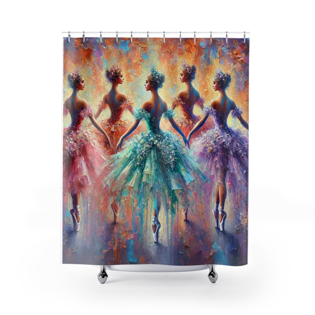 Colorful Ballerina Shower Curtain | Ballet-inspired Bathroom Decor ...