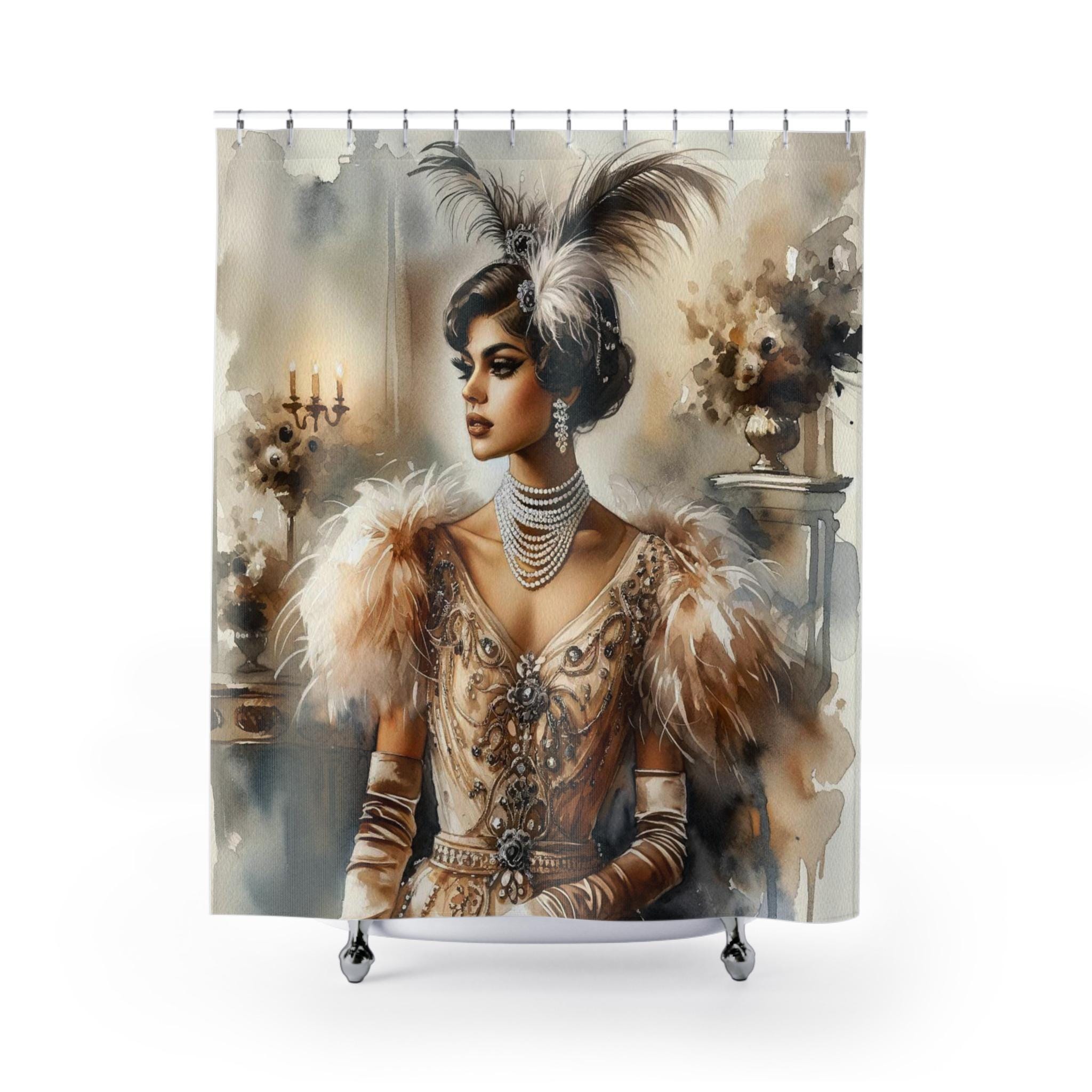 1920s Art Deco Glam Shower Curtain | Elegant Flapper Bathroom Decor ...