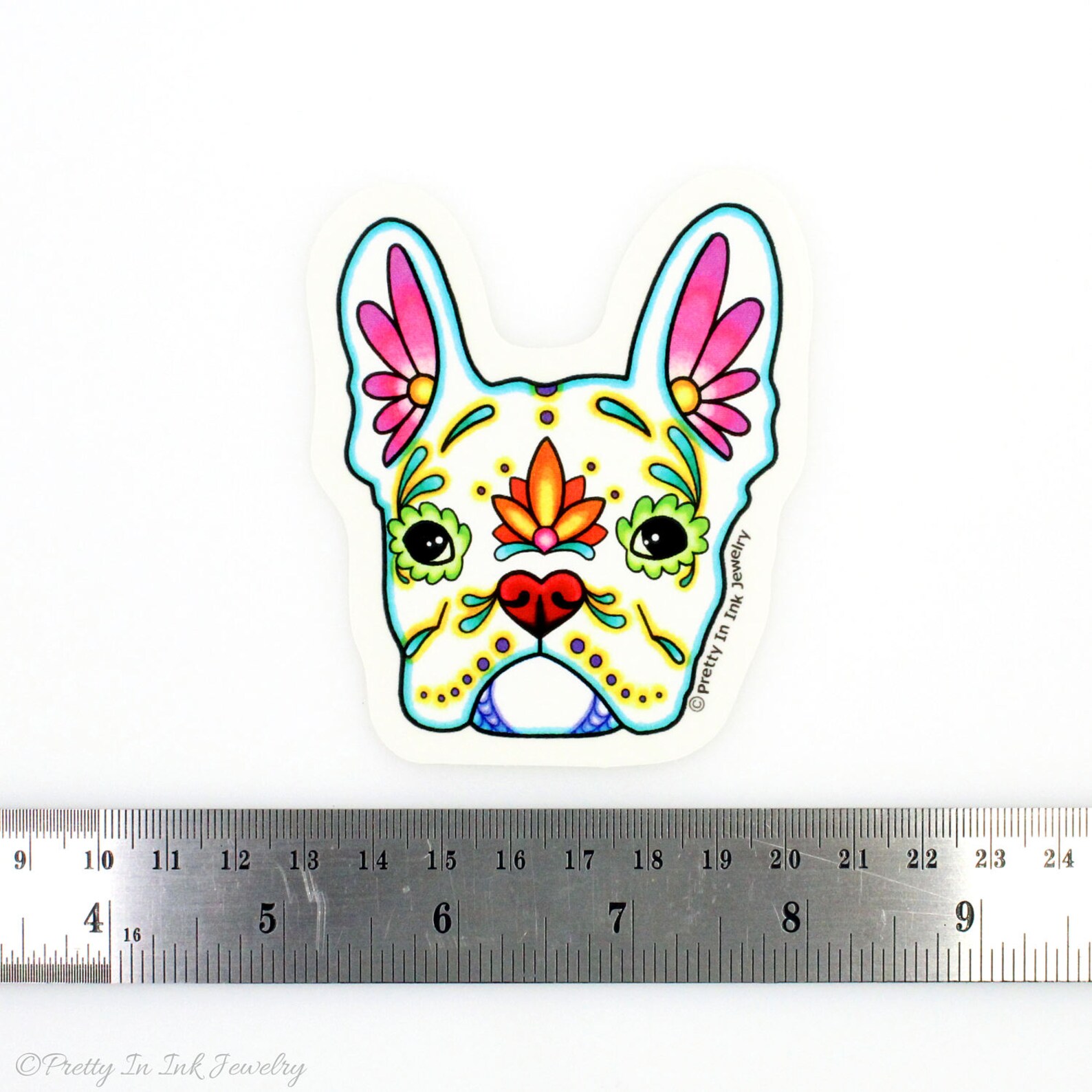 French Bulldog in White Sticker Day of the Dead Frenchie - Etsy