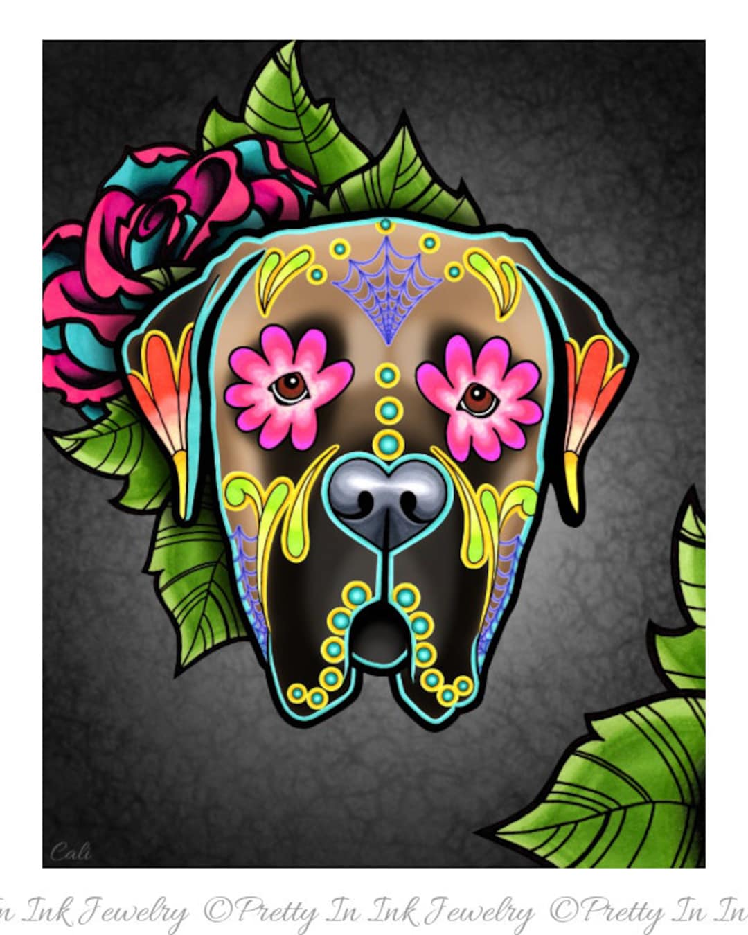 CLEARANCE Mastiff in Fawn Dag van de Dode Suiker Schedel Hond 8 x 10 ...