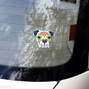Boxer in White Sticker - Day of the Dead Sugar Skull Dog - Clear Vinyl ...