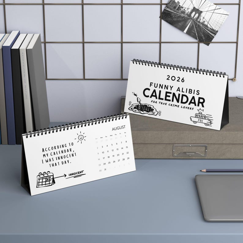 Funny Alibis Calendar 2026, Desk Calendar for True Crime Lover, Cute ...