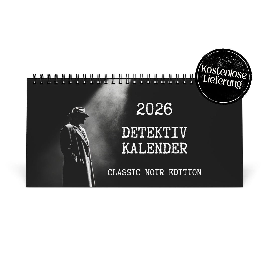 Detective Calendar 2026, Noir Desk Calendar, Monthly Calendar, Gift for ...