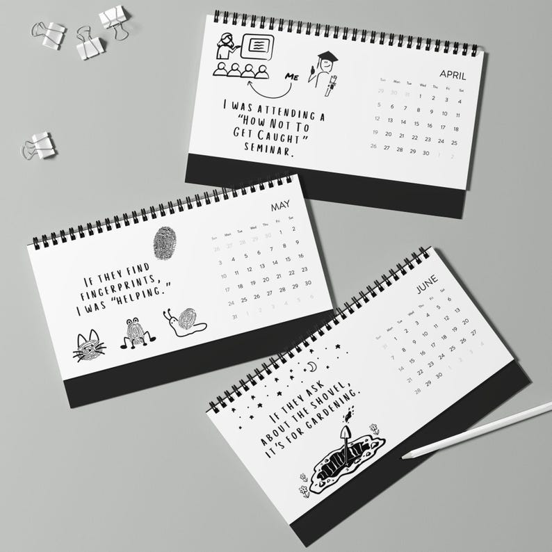 Funny Alibis Calendar 2026, Desk Calendar for True Crime Lover, Cute ...
