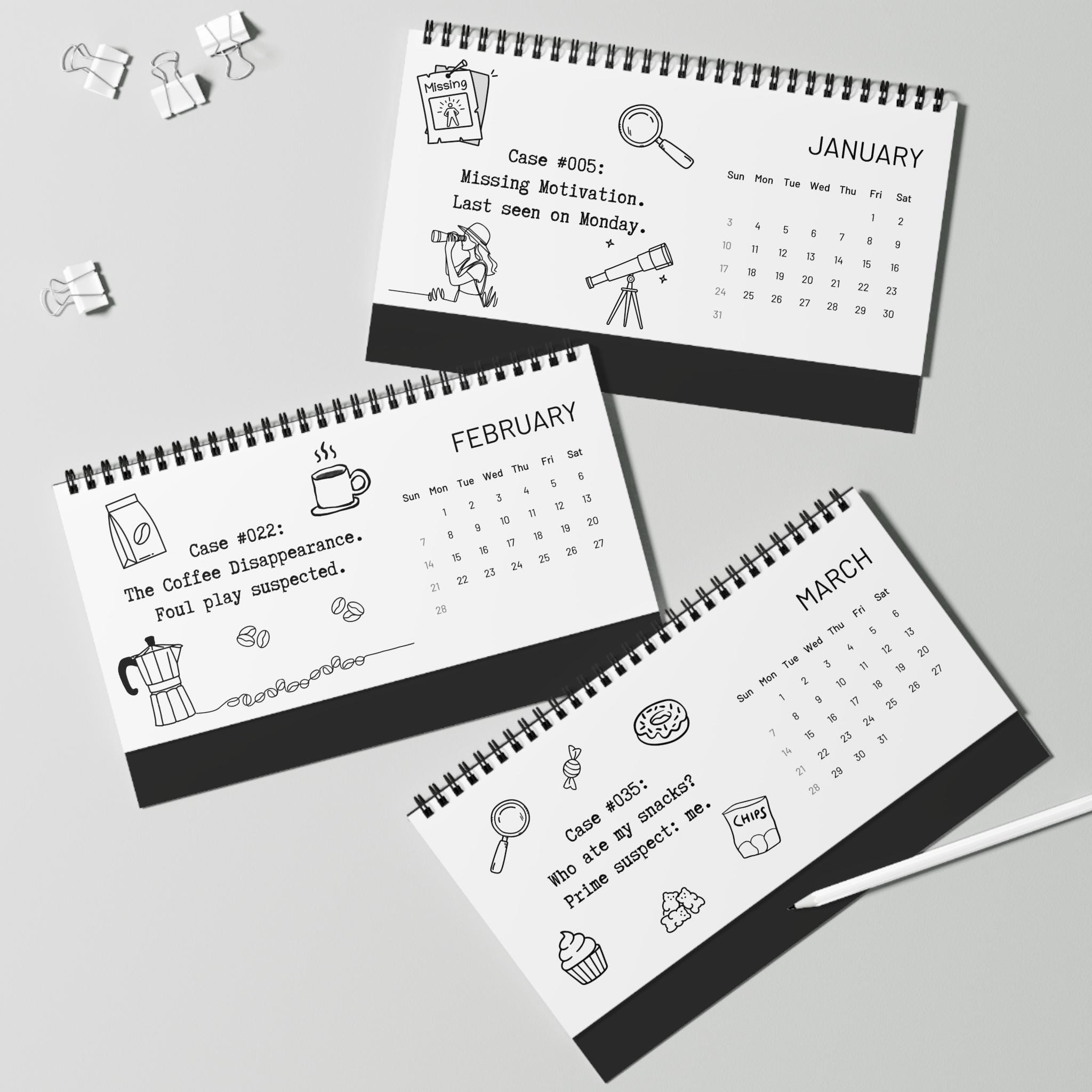 Office Detective Calendar 2027, True Crime Gift, Funny Desk Calendar ...