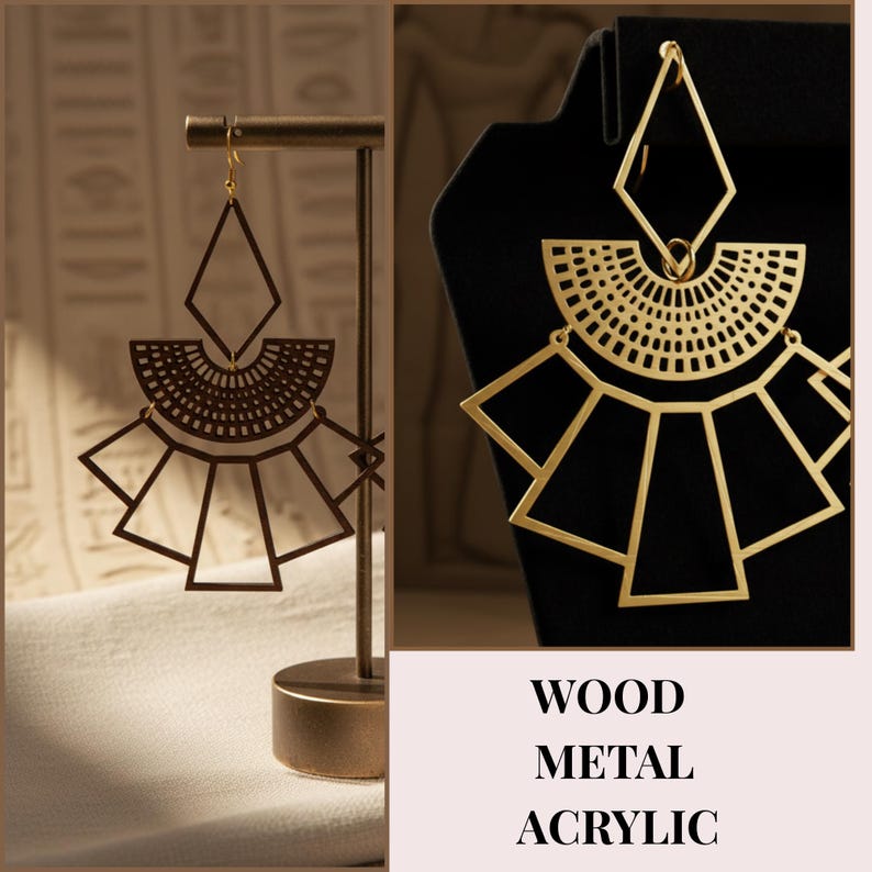 Geometric Egyptian Pharaonic Earring SVG Template: Digital Download for ...