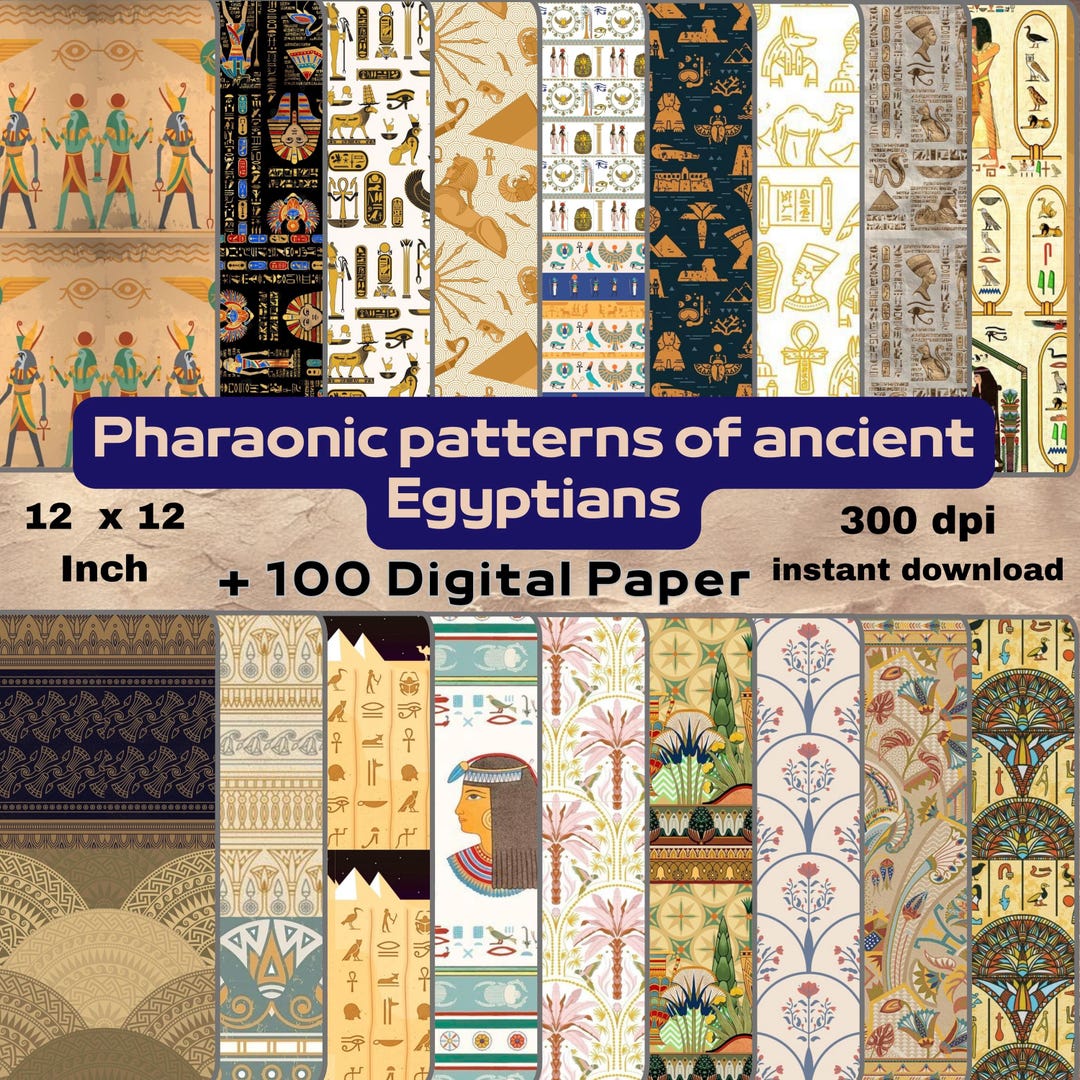 110 Ancient Egypt Digital Papers Pharaonic Scrapbook Backgrounds 12x12 ...