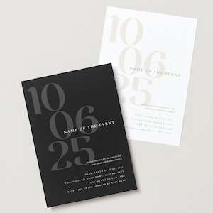 Modern Black and White Invitation Template, Elegant Minimalist Canva ...