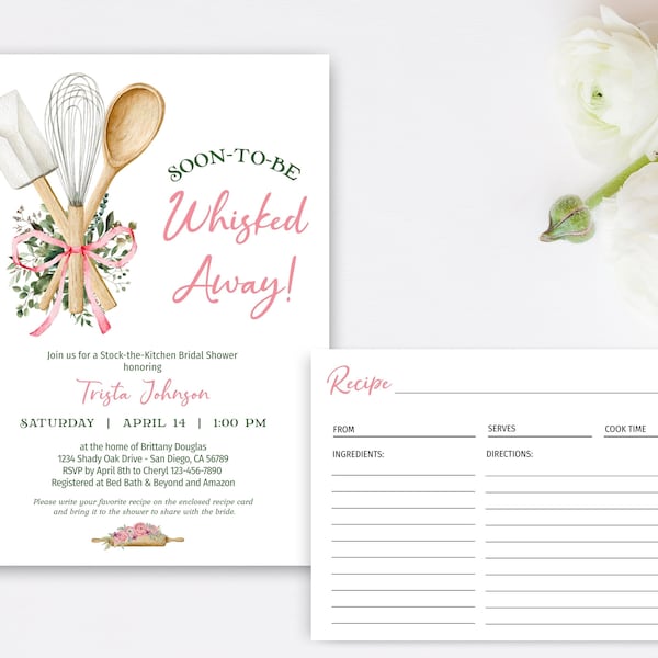 Bridal Shower Invitation With Recipe Card - Etsy