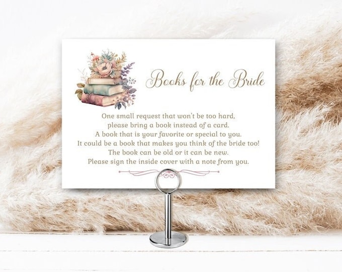 Books for the Bride Insert Card, Bridal Shower Insert Card, Customize ...