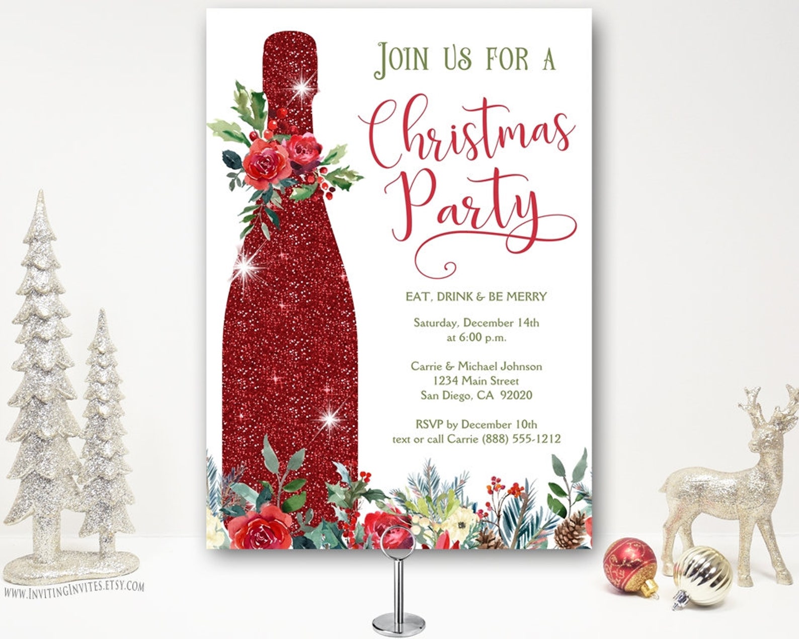 Christmas Cocktail Party Invitation, Holiday Party Invite, Christmas ...
