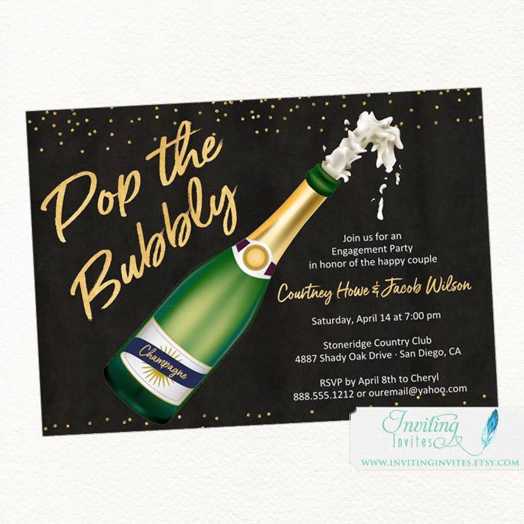 Pop the Bubbly Engagement Party Invitation Champagne - Etsy