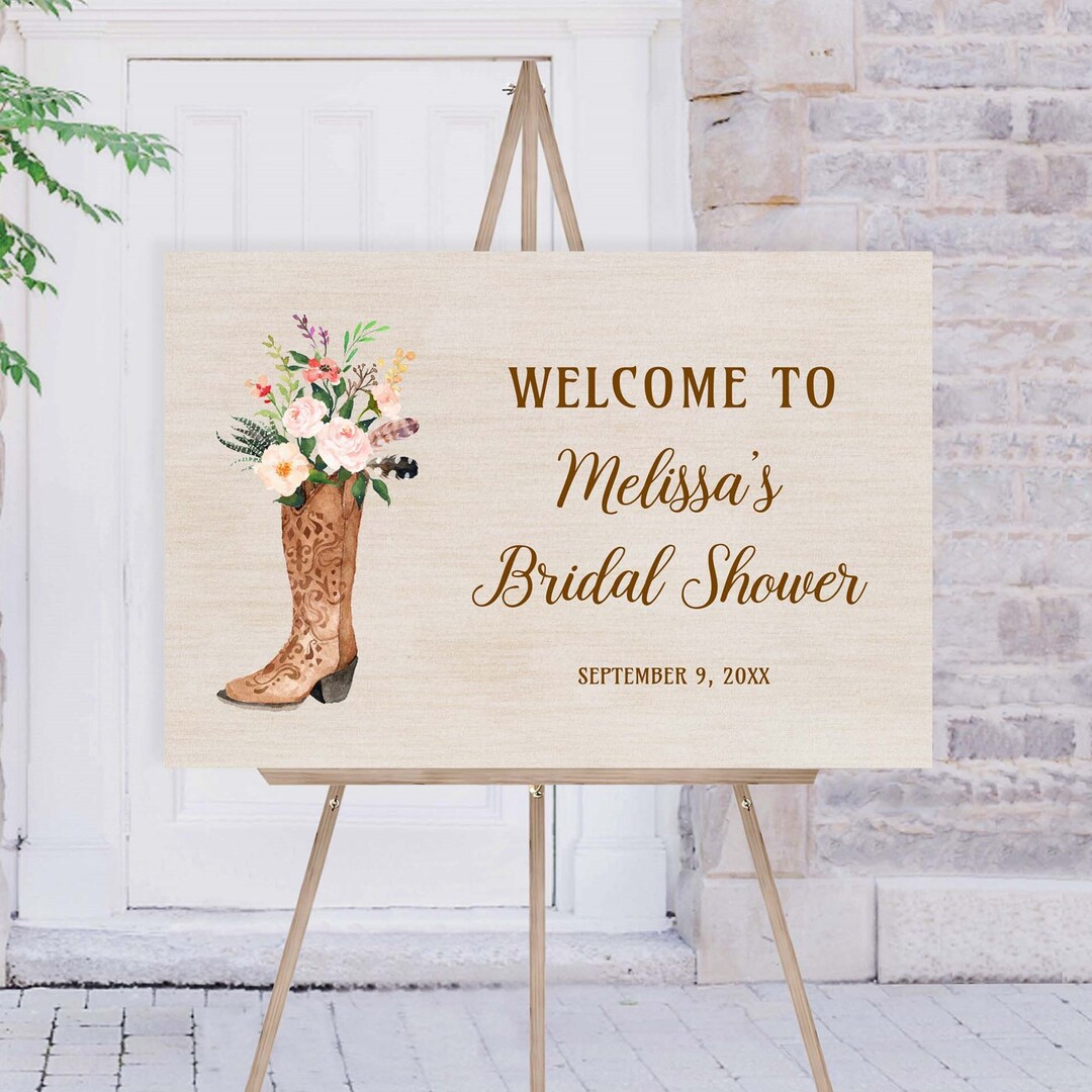 Blush Cowboy Boot Welcome Sign Bridal Shower or Other Event, | 12x18 ...