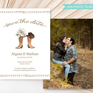Blush Cowboy Boot Save the Date, Rustic Wedding, Country Save the Date ...