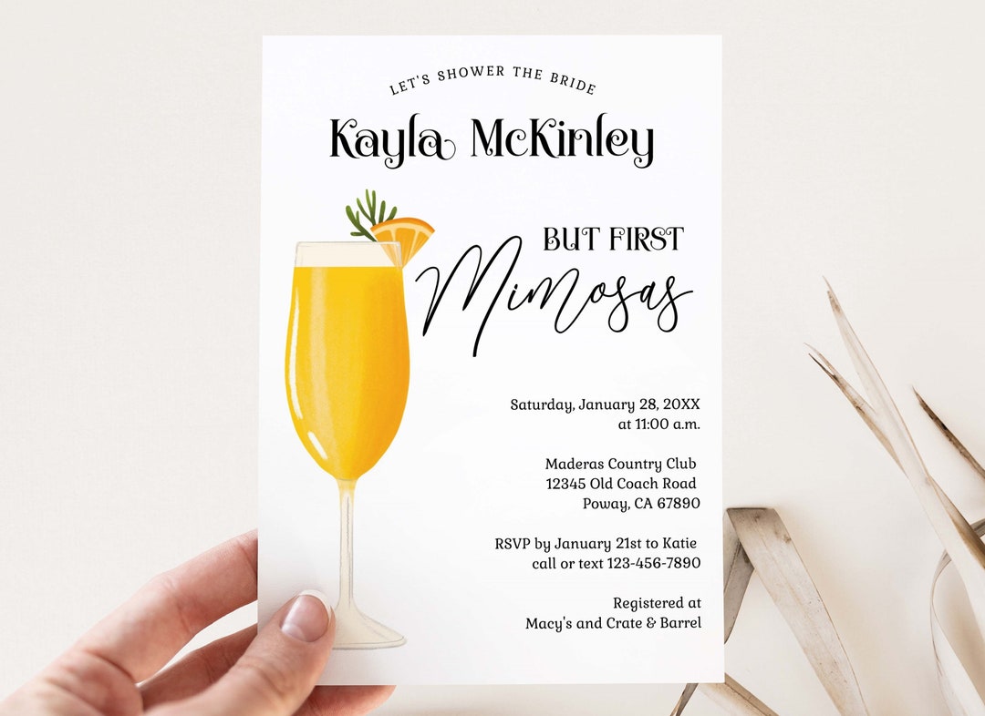 Mimosa Bridal Shower Invite, Brunch and Bubbly Invitation, Champagne ...