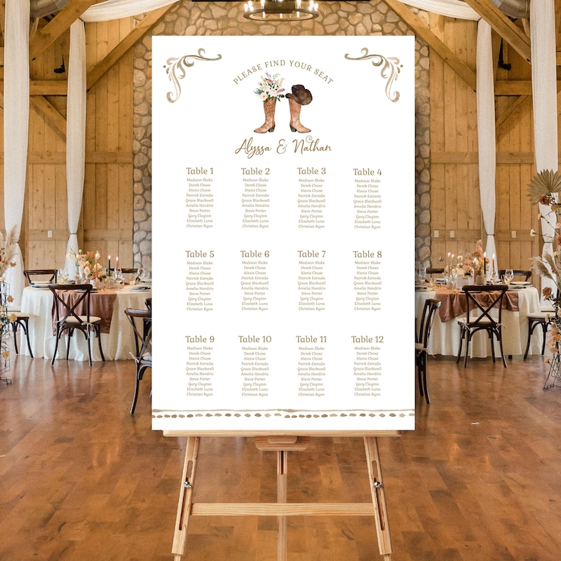 Table Chart Western Wedding - Etsy