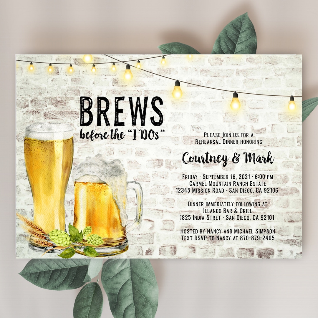 Rustic Brews Before I Dos Rehearsal Dinner Invitation, Beer Invitation ...