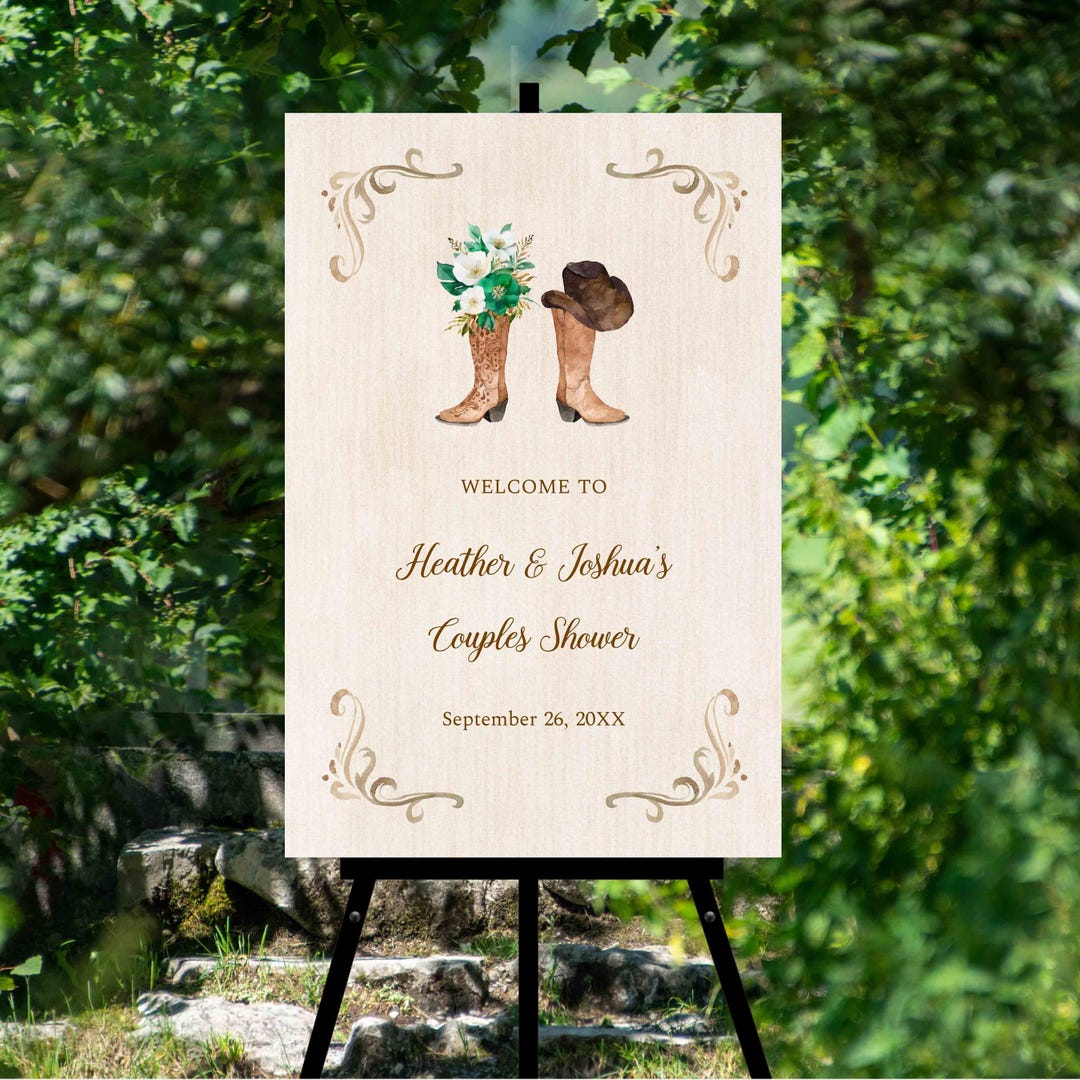 Cowboy Boots Welcome Sign Poster, Couples Wedding Shower or Other Event ...