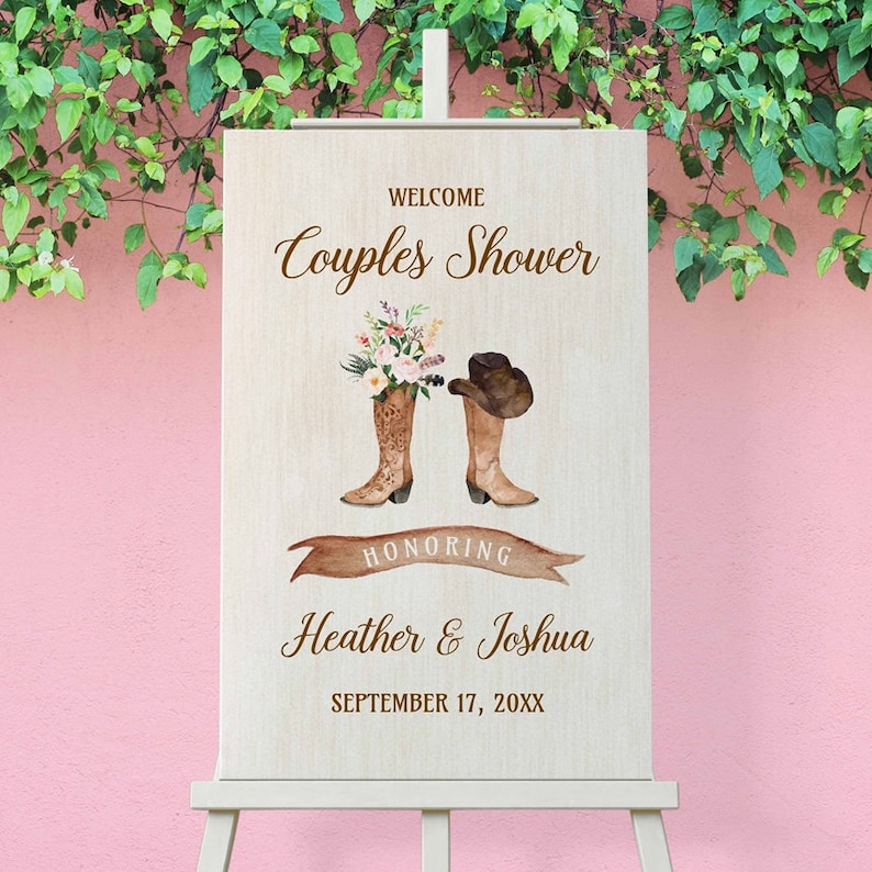 Cowboy Boots Welcome Sign Poster, Couples Wedding Shower or Other Event ...