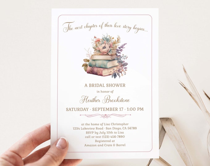 Book Themed Bridal Shower Invitation, Next Chapter, Love Story Bridal ...