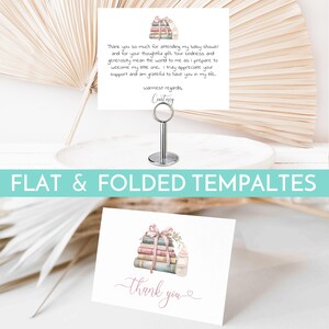 PINK Book Thank You Note Card, Book Themed Baby Shower, Folded and Flat ...