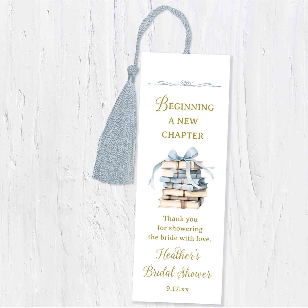 Blue Book Themed Bridal Shower Favor Bookmark TEMPLATE, Next Chapter ...