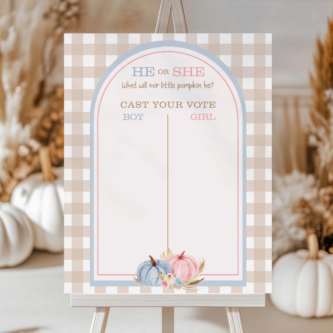 He or She Gender Reveal Voting Sign Printable, What Will Our Little ...