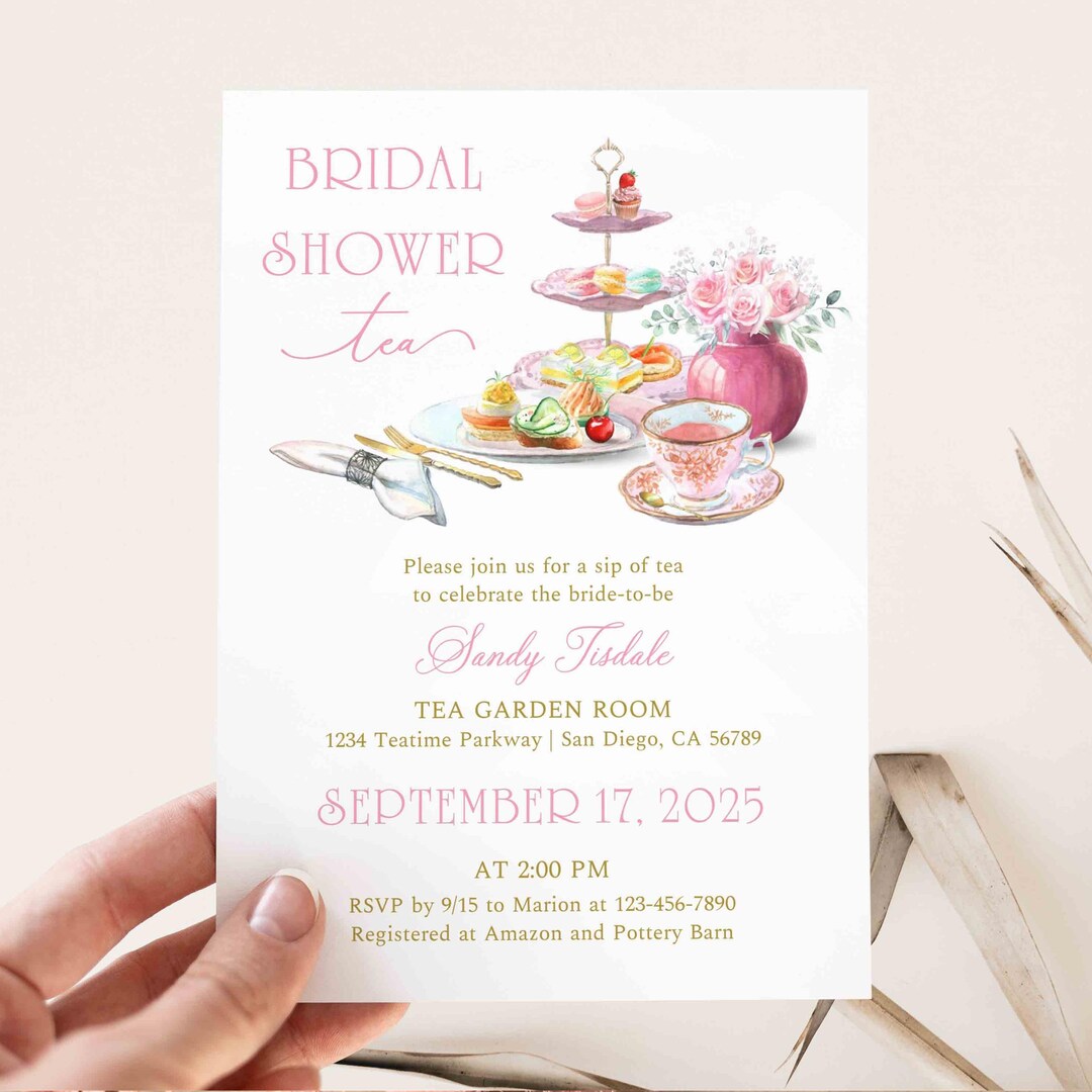 Bridal Shower Tea Party Invitation, Afternoon High English Tea, Time ...