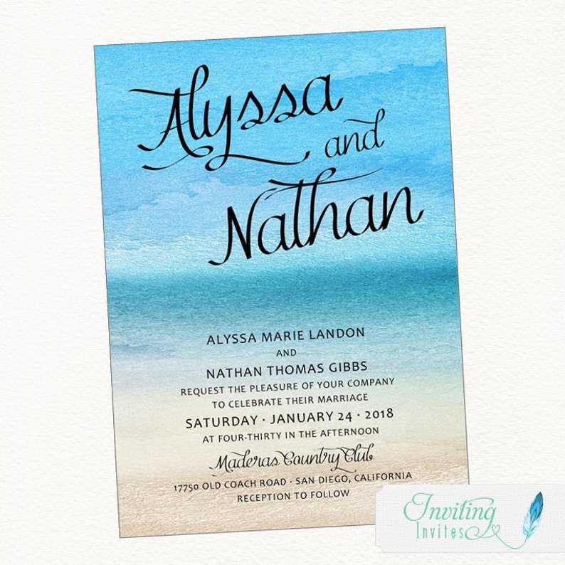 Beach Wedding Invitation Destination Wedding Invitation - Etsy