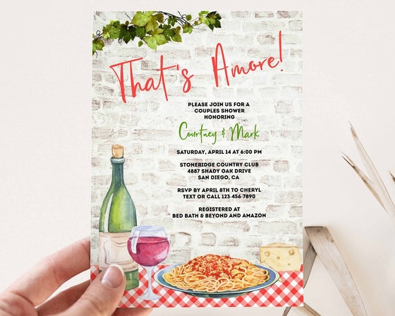 Italian Theme Bridal Shower Invitation That's Amore - Etsy