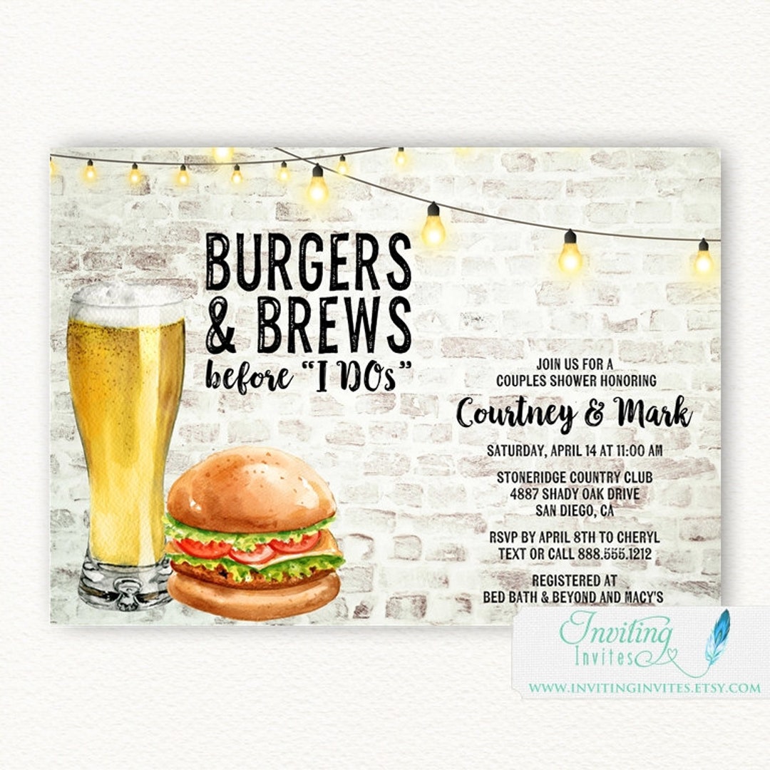 Burgers and Brews Before I Dos Couples Shower Bridal Shower - Etsy