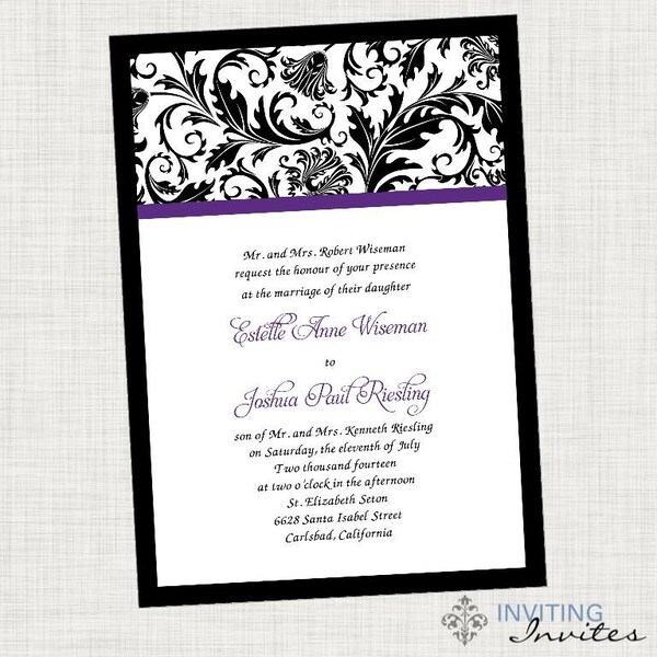 Damask Invitations - Etsy