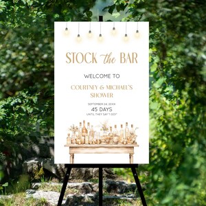 Boho Stock the Bar Welcome Sign Poster, Bridal Couples Shower Joint ...