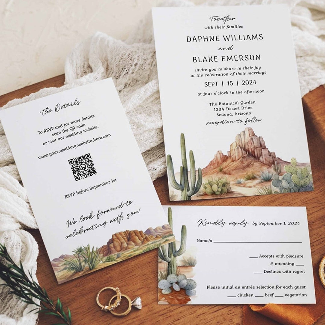 Desert Wedding Invitation Template Set, Southwestern Wedding Invite ...