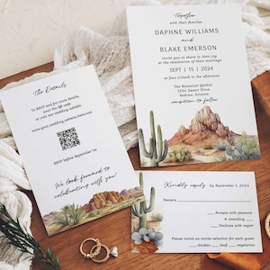 Desert Wedding Invitation Template Set, Southwestern Wedding Invite ...