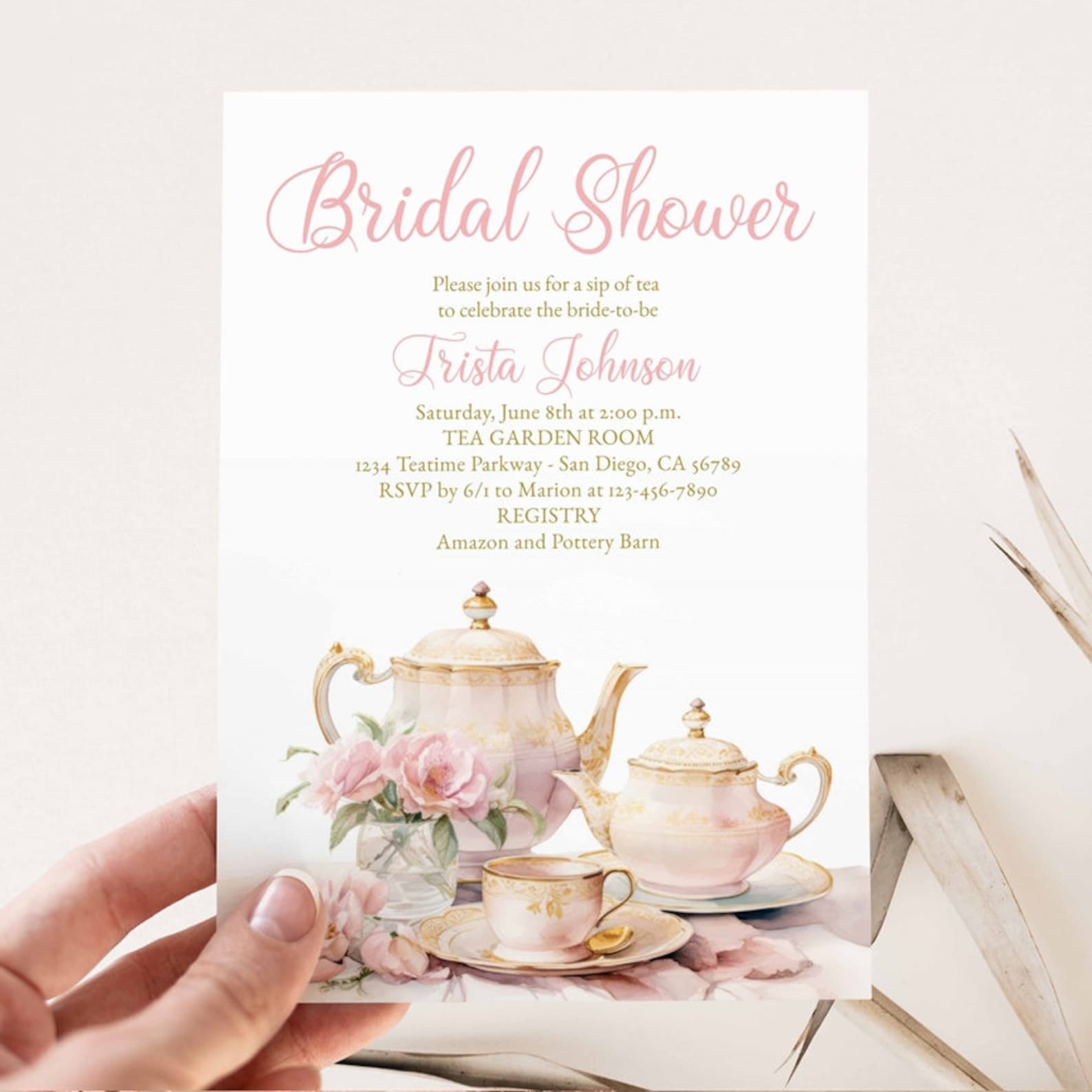 Bridal Brunch Tea Party Shower Invitation, Afternoon High English Tea ...