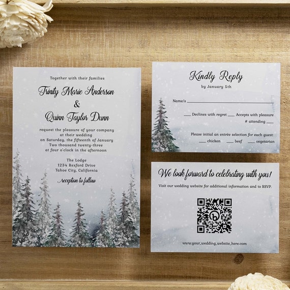 Tree Themed Wedding Invitation Wording Pine Tree Forest Wedding