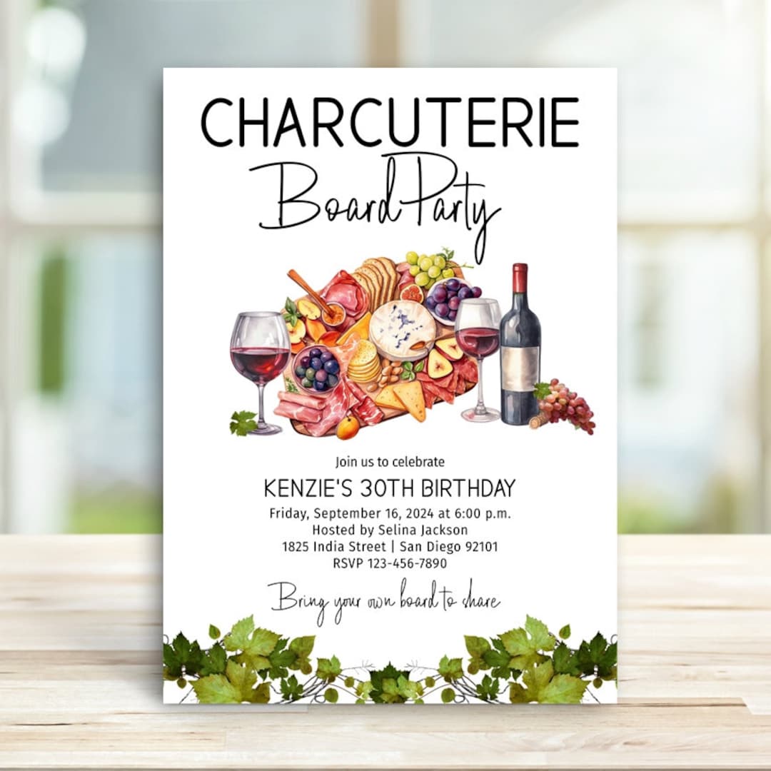 Charcuterie Board Party Invitation, Birthday Party, Wine and Cheese ...