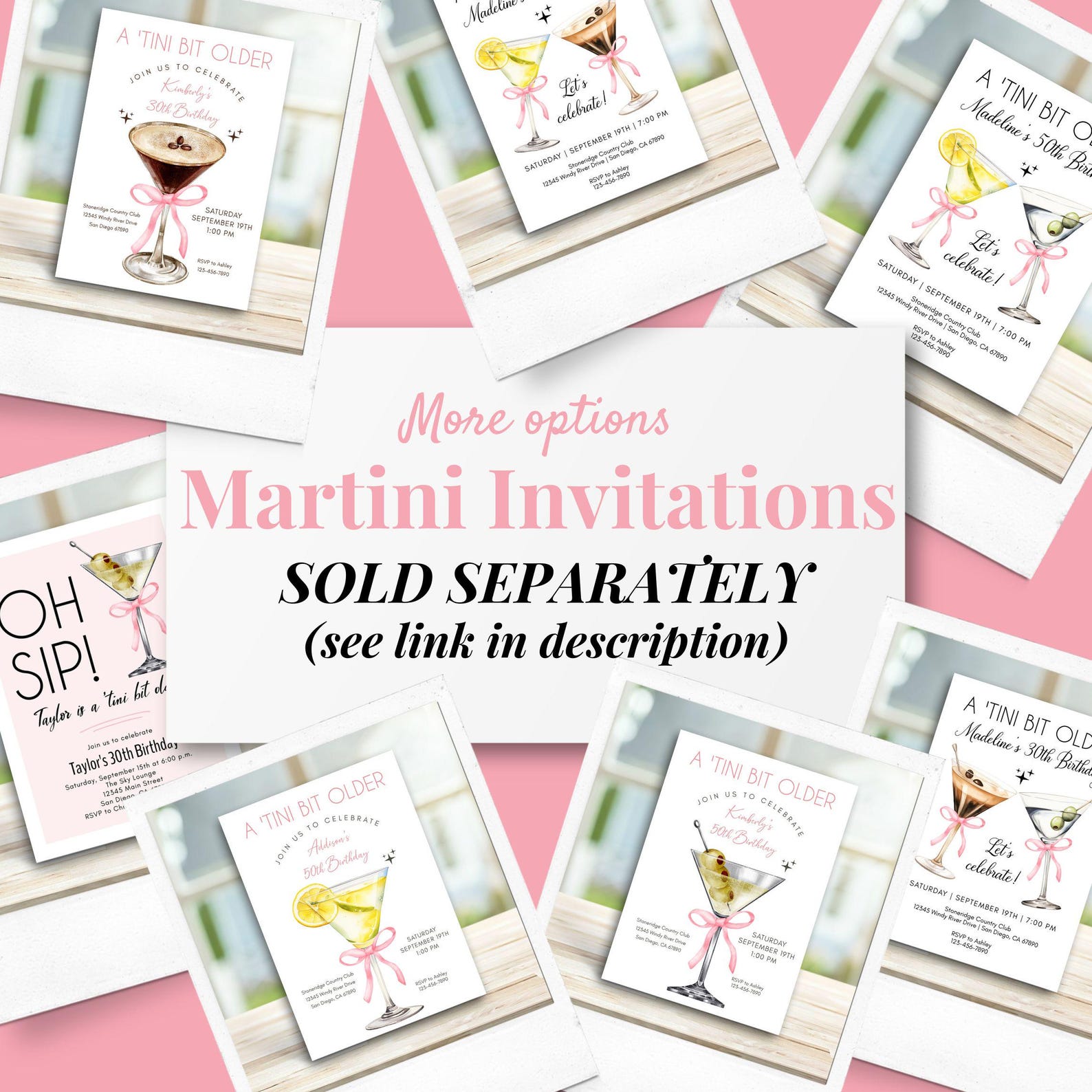 Martini Birthday Invitation; Lemon Drop A Tini Bit Older Theme; Sage ...