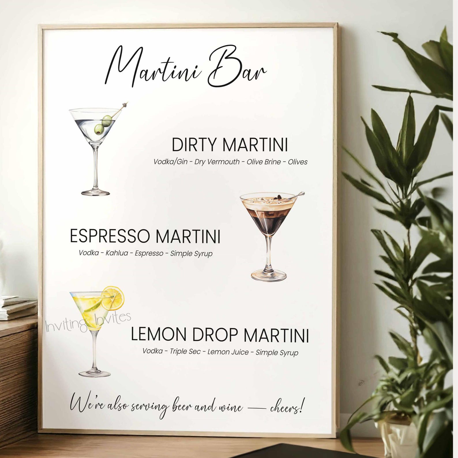 Martini Bar Sign, 8x10 and 11x14" Espresso Martini, Lemon Drop Martini ...